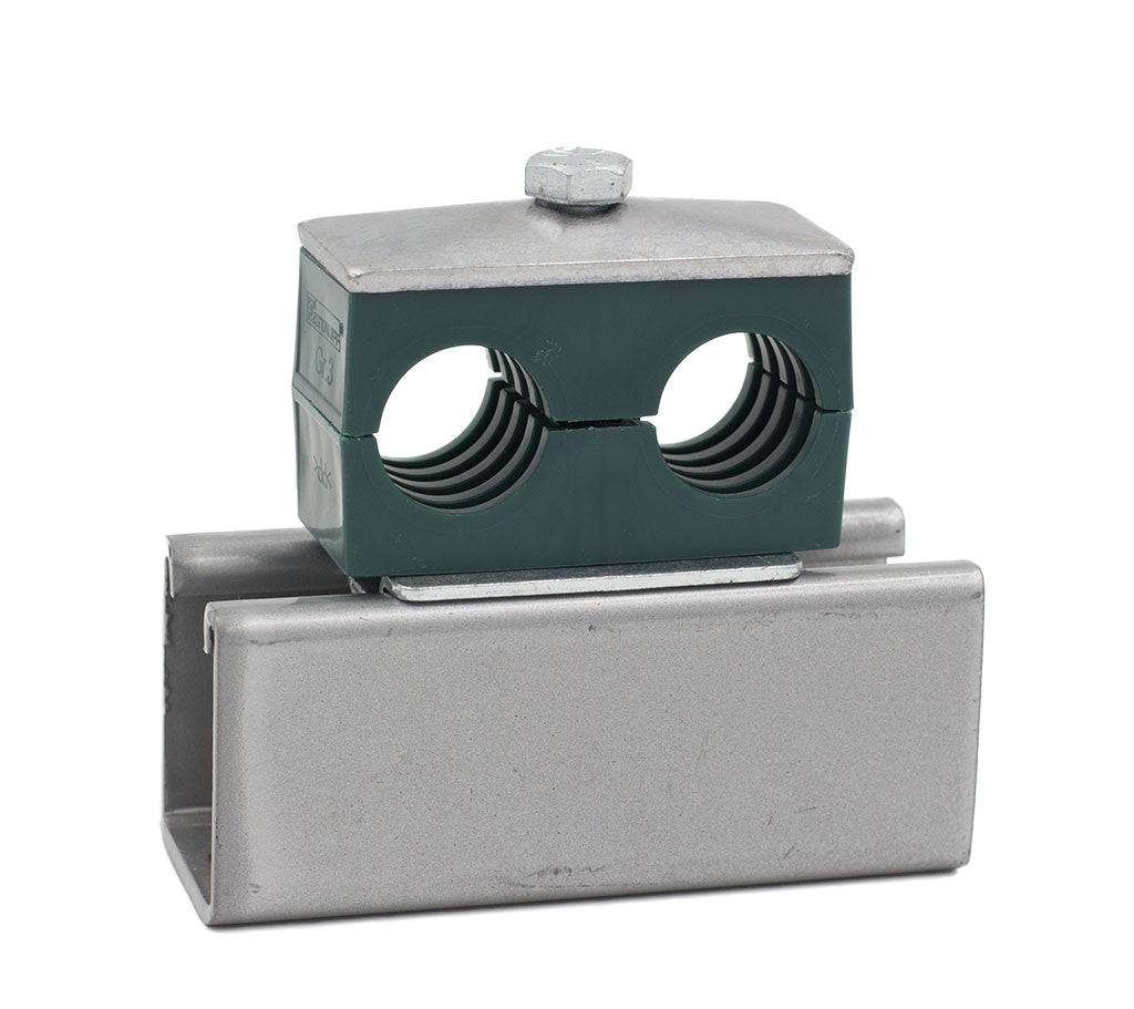 1/8" Pipe Twin Series Strut Mount Clamp 316 Stainless Steel Hardware ...